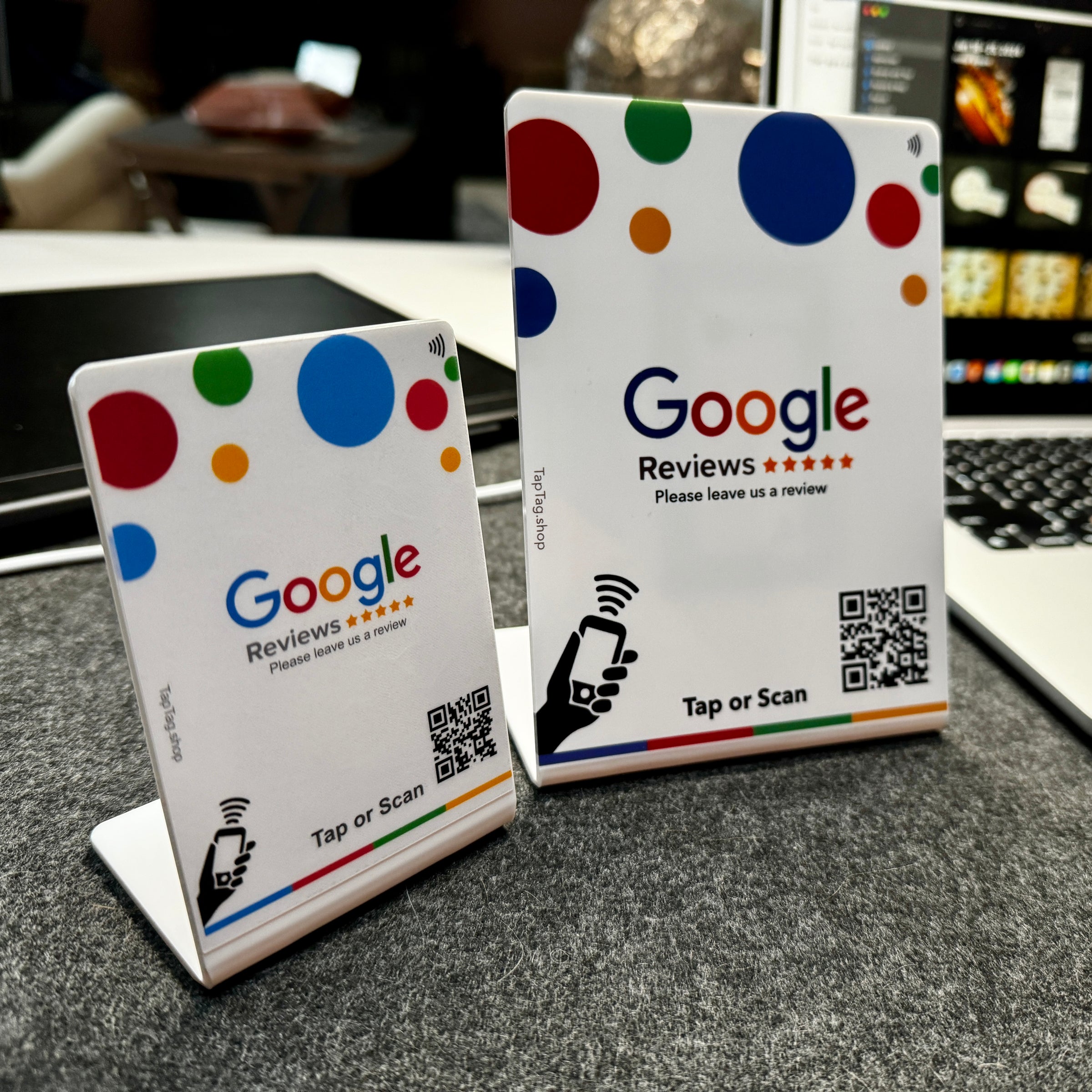 Dynamic Tap & QR Review Standup Sign | Google Sign | No Subscriptions