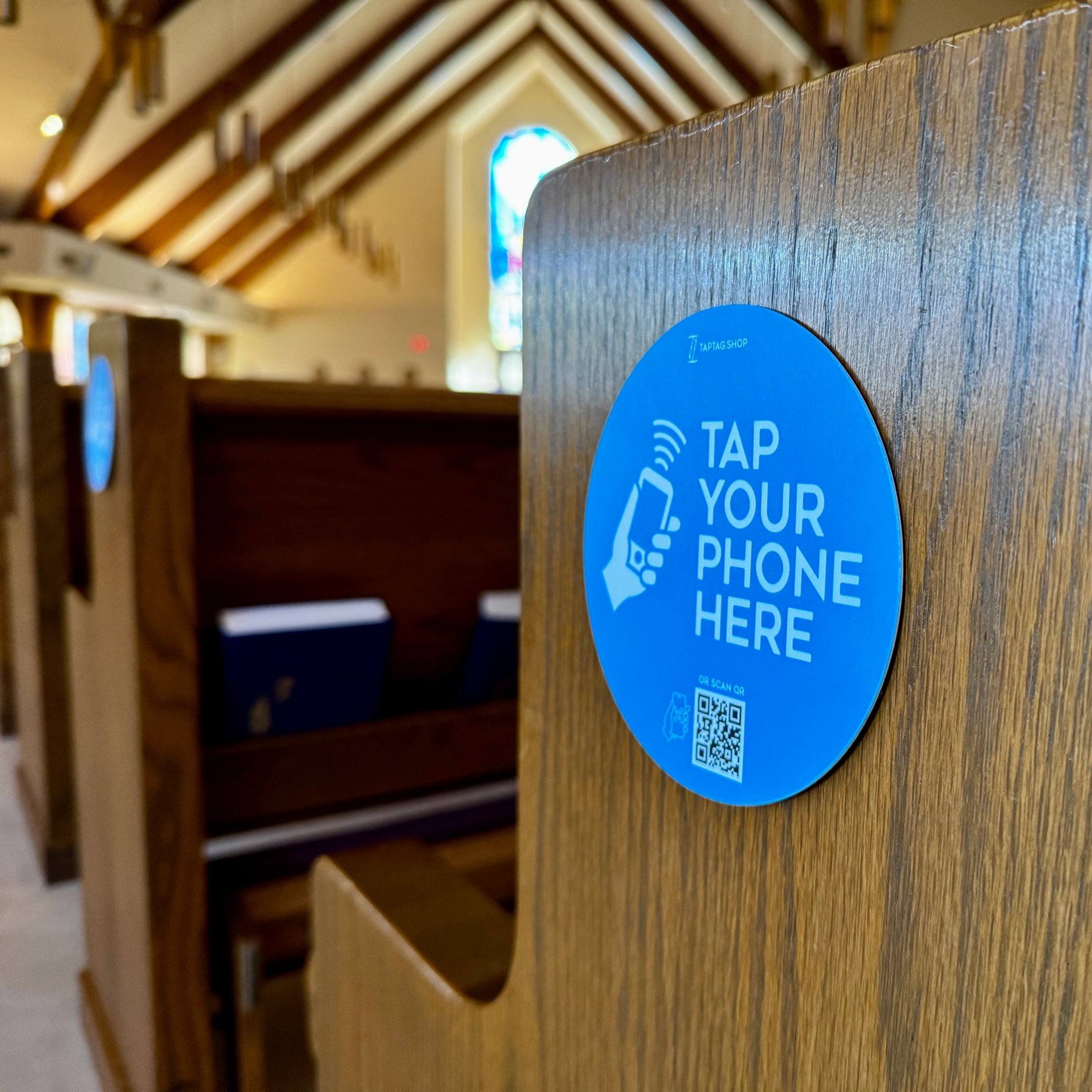 Tap & QR Sign for Churches and Seating