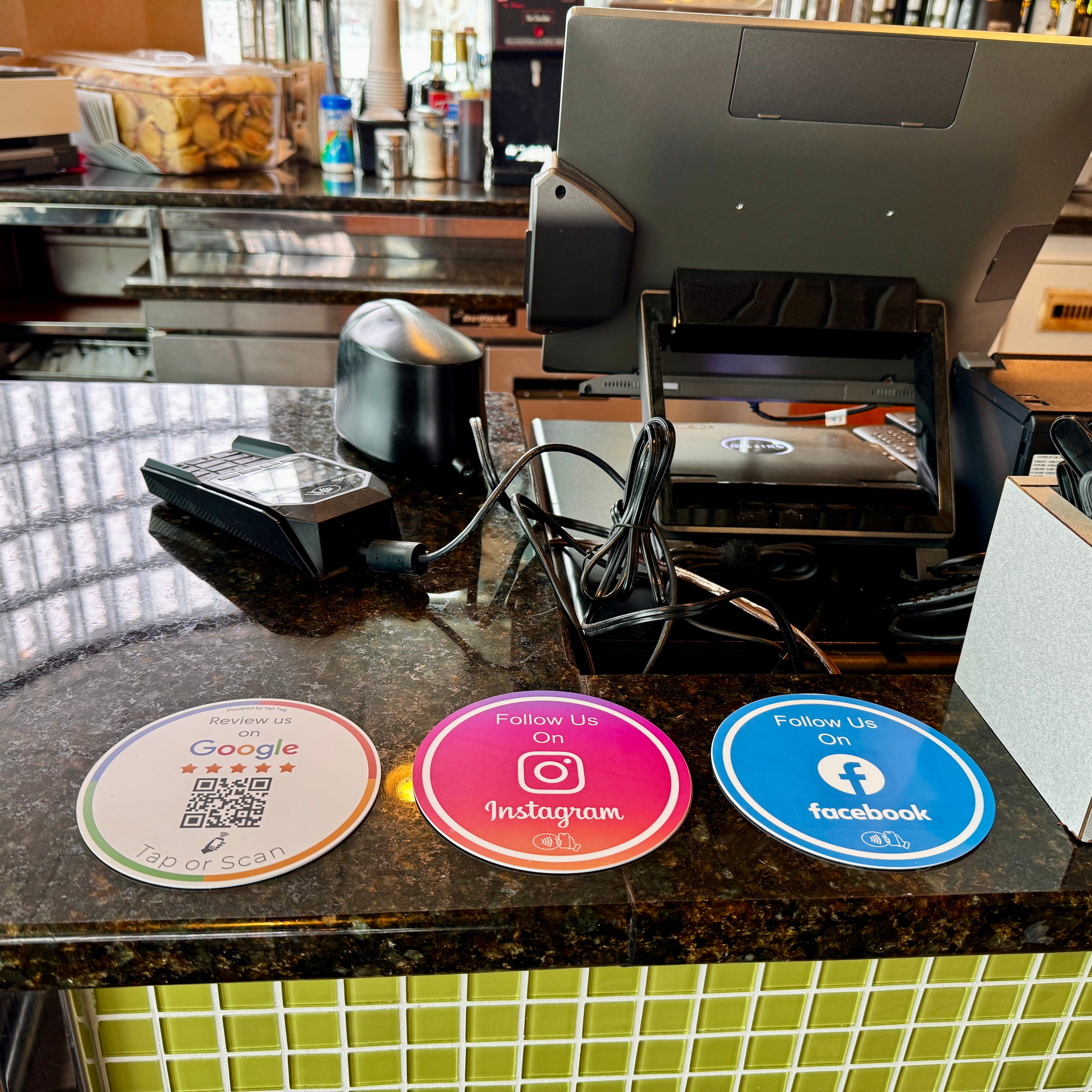Tap Google Review Sign | Tap Tag | Sticky Counter Storefront Plates