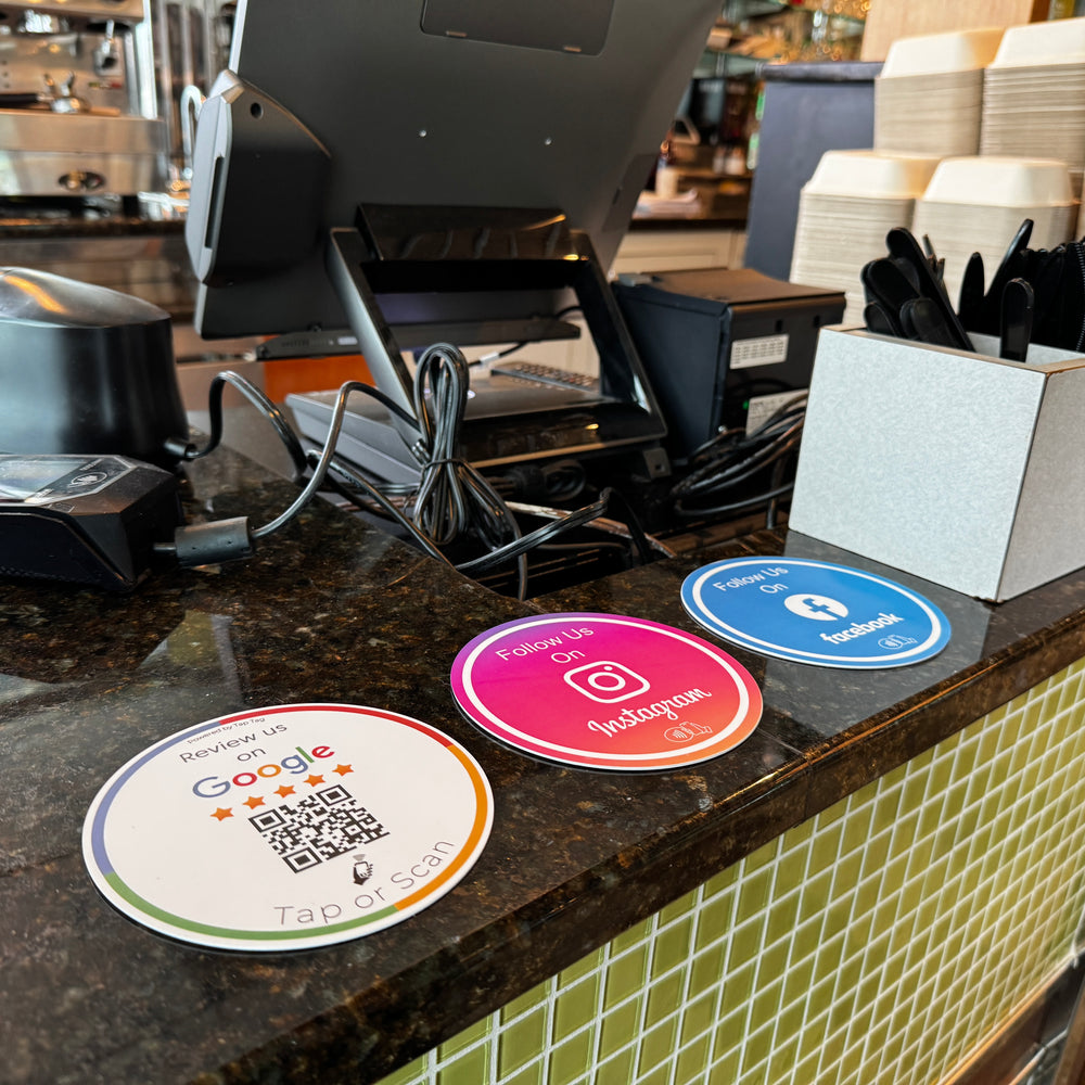 Tap Tag Counter NFC Sign | Large Tap Sign | Sticky NFC Signs