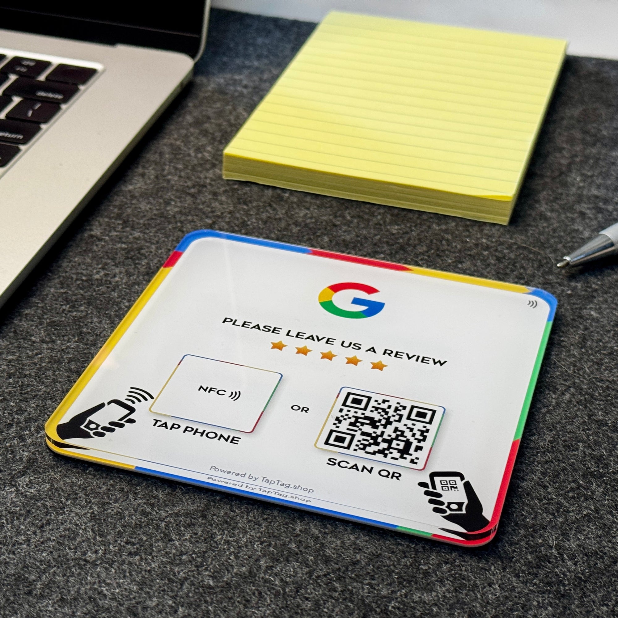 Tap Google Review Sign | Acrylic | Sticky Counter Tap Counter Plate