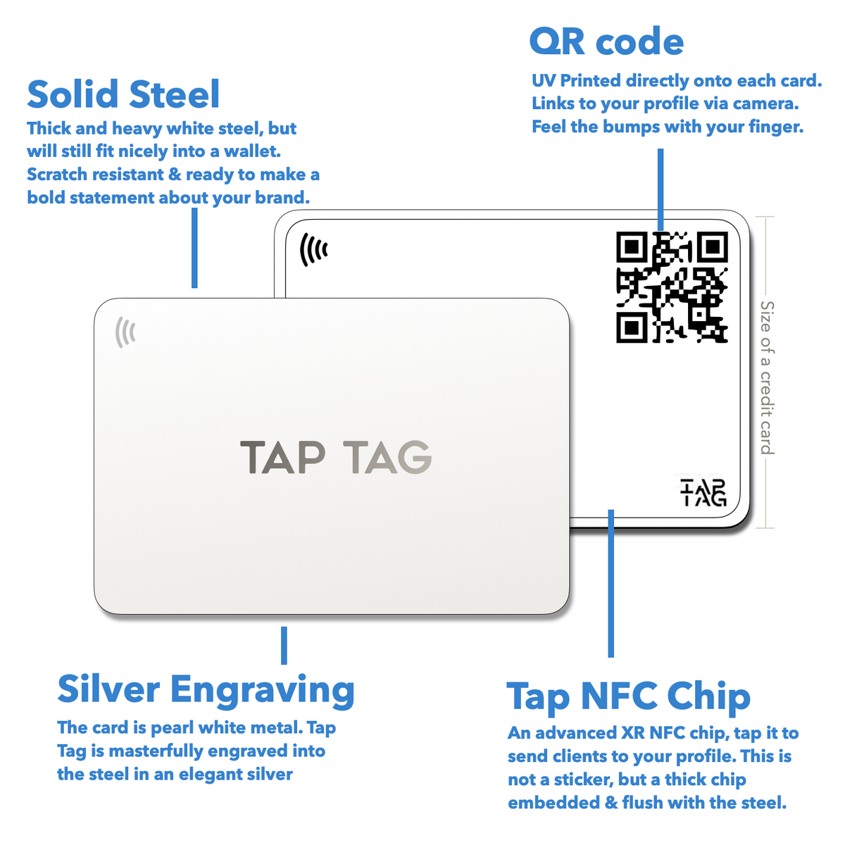 Tap Tag Classic Metal Tap Card | Tap Business Card with QR Code