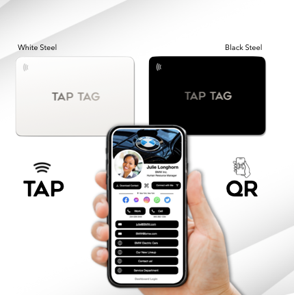 Tap Tag Classic Metal Tap Card | Tap Business Card with QR Code