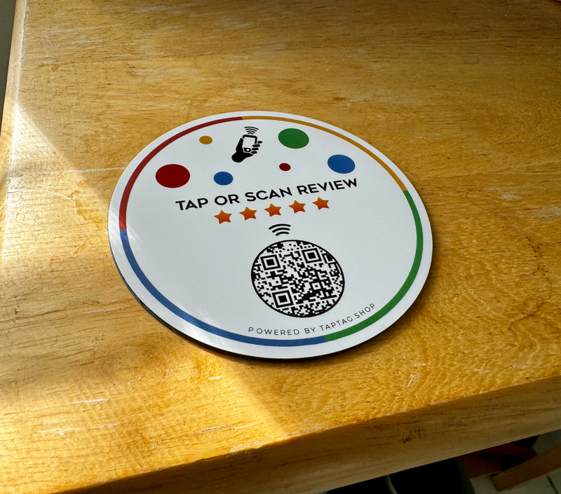 Tap Google Review Sign | Tap Tag | Sticky Counter Storefront Plates