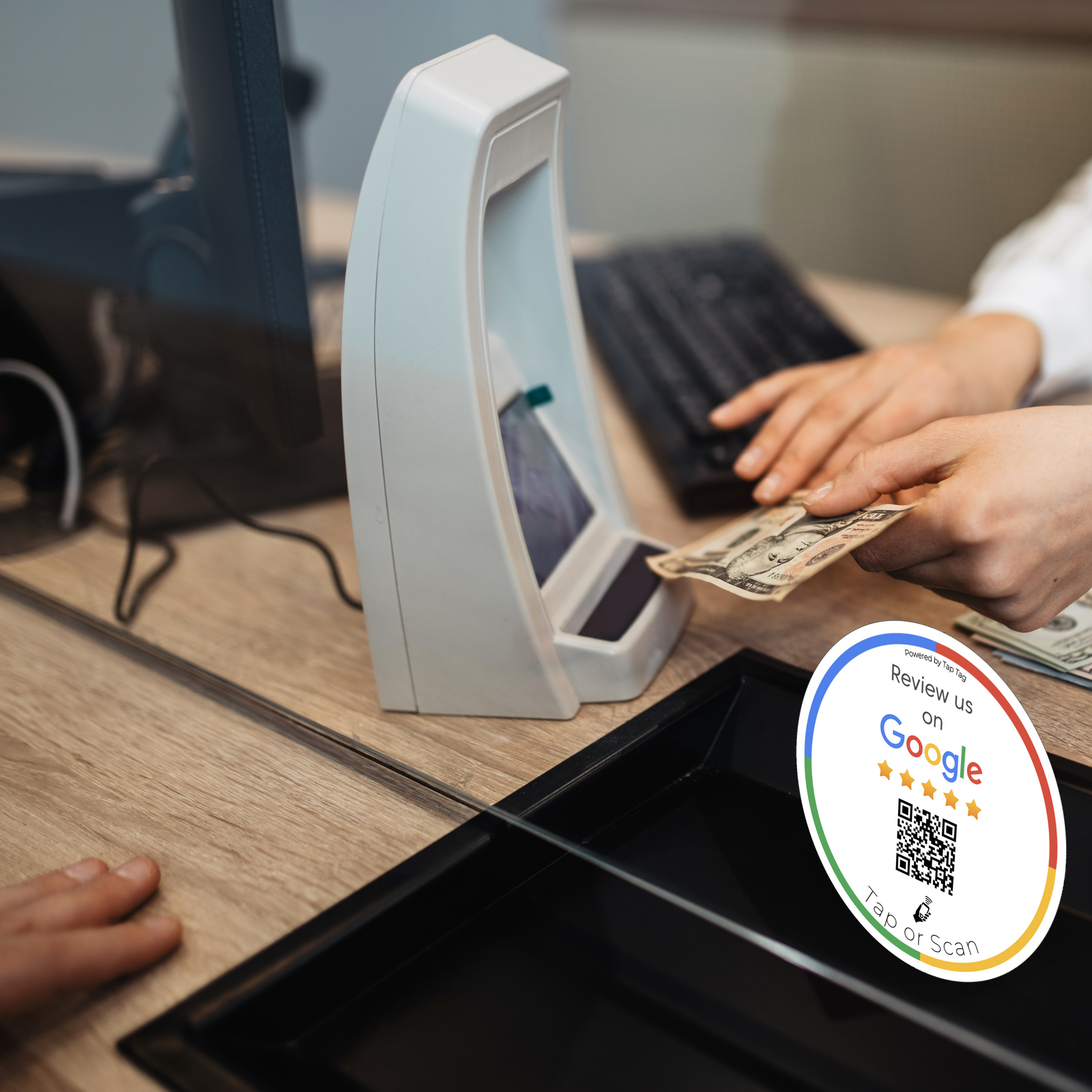 Tap Google Review Sign | Tap Tag | Sticky Counter Storefront Plates